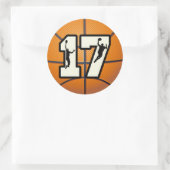 Number 17 Basketball and Players Classic Round Sticker | Zazzle