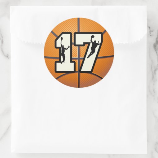 Number 17 Basketball and Players Classic Round Sticker | Zazzle