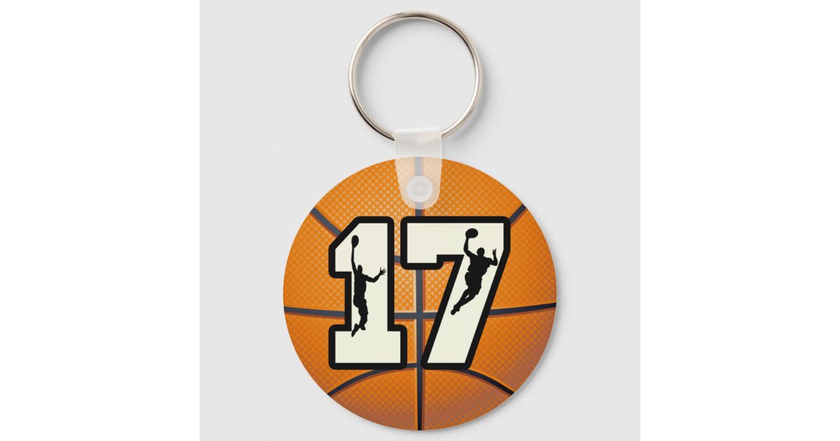 Number 17 Basketball and Players Keychain | Zazzle