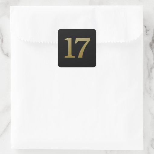 Number 17 Gold Square Sticker | Zazzle