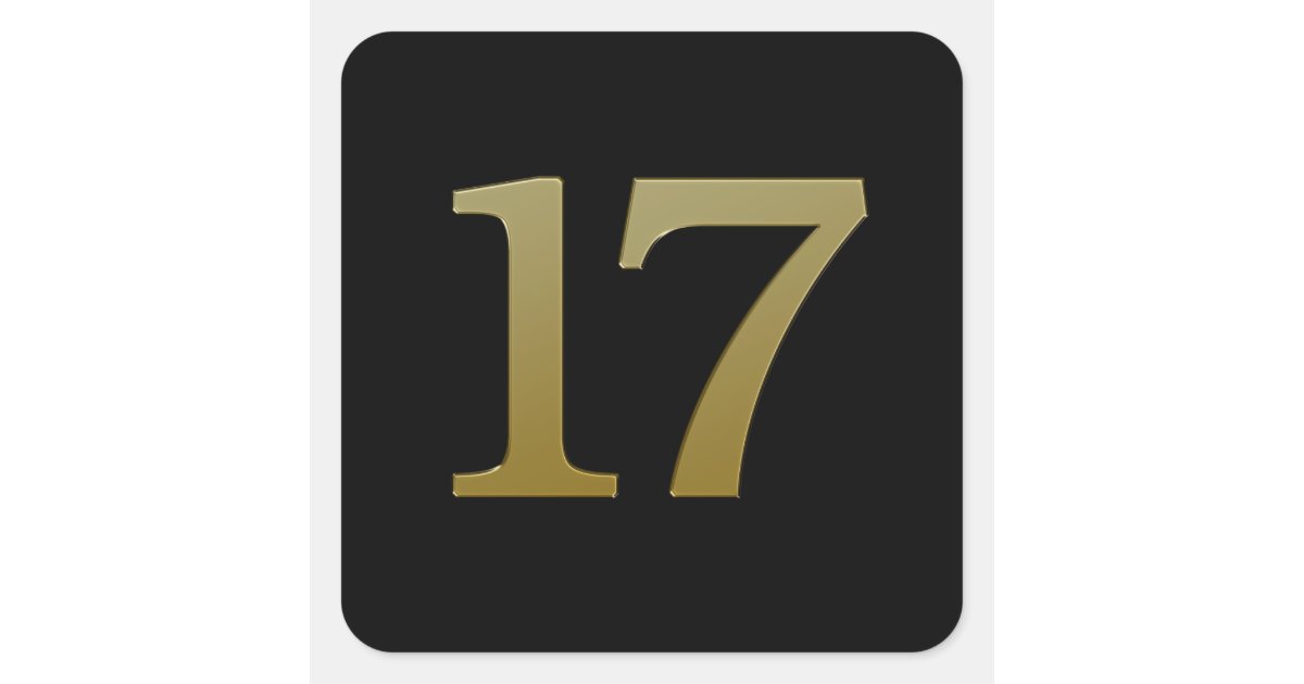 Number 17 Gold Square Sticker | Zazzle