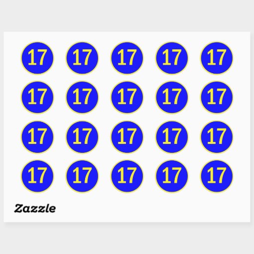 number 17 in a circle classic round sticker | Zazzle