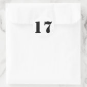 Number 17 Seventeen White Stencil Numbers by Janz Classic Round Sticker ...