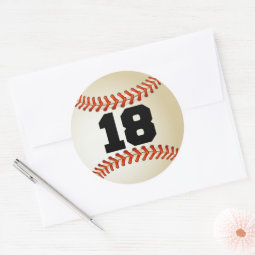 Number 18 Baseball Classic Round Sticker | Zazzle