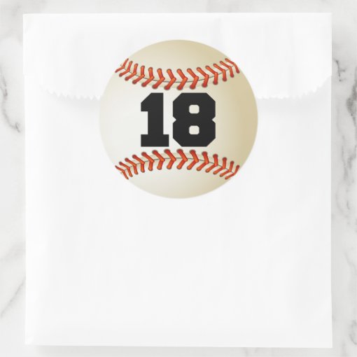 Number 18 Baseball Classic Round Sticker | Zazzle