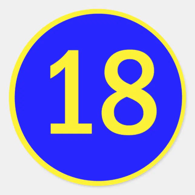 number 18 in a circle classic round sticker | Zazzle