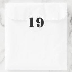 Number 19 Nineteen White Stencil Numbers by Janz Classic Round Sticker ...