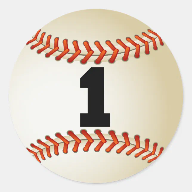 Number 1 Baseball Classic Round Sticker | Zazzle