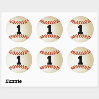 Number 1 Baseball Classic Round Sticker | Zazzle