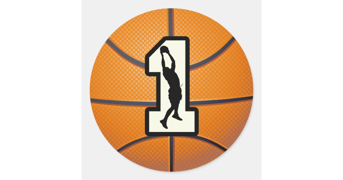 Number 1 Basketball and Player Classic Round Sticker | Zazzle