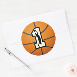 Number 1 Basketball and Player Classic Round Sticker | Zazzle