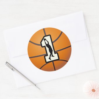 Number 1 Basketball and Player Classic Round Sticker | Zazzle