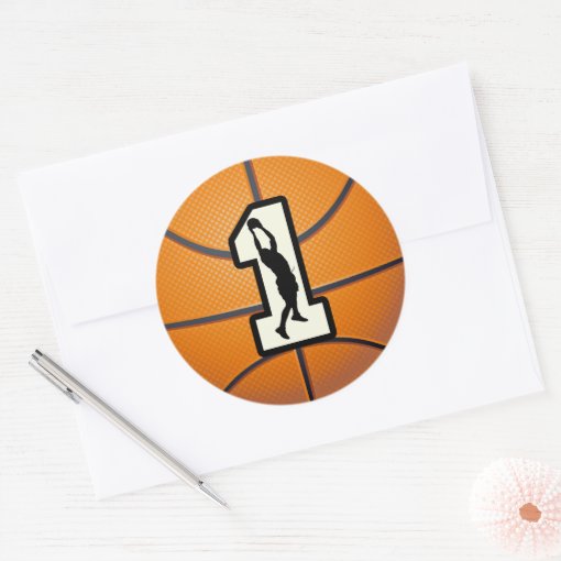 Number 1 Basketball and Player Classic Round Sticker | Zazzle