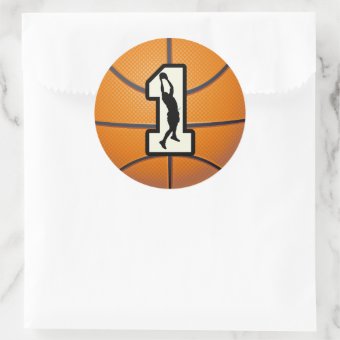 Number 1 Basketball and Player Classic Round Sticker | Zazzle