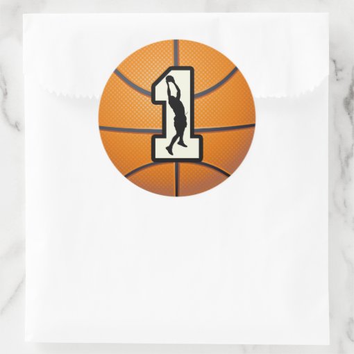 Number 1 Basketball and Player Classic Round Sticker | Zazzle
