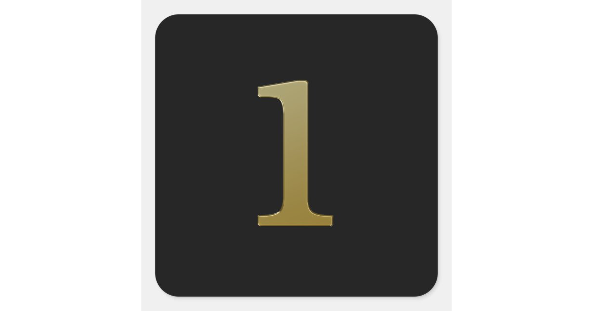 Number 1 gold square sticker | Zazzle