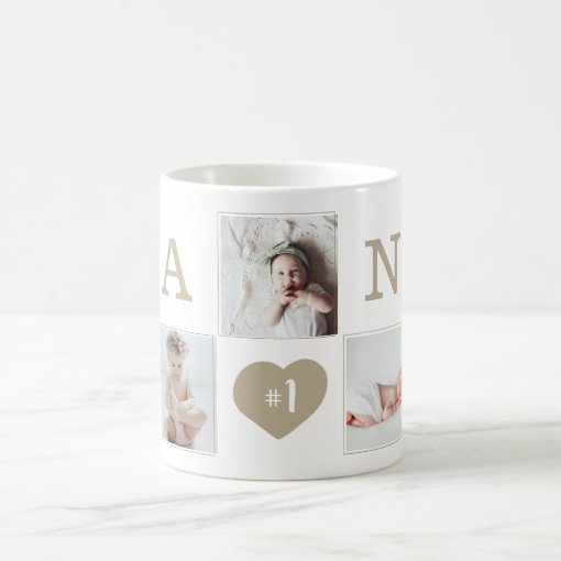 Number 1 Nana Grandma Photo Collage Gold Frame Coffee Mug | Zazzle