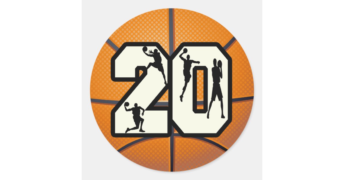 Number 20 Basketball Classic Round Sticker | Zazzle