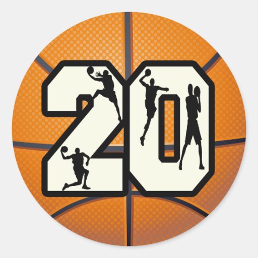 Number 20 Basketball Round Stickers | Zazzle