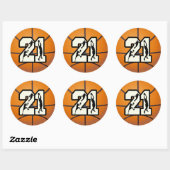 Number 21 Basketball Classic Round Sticker | Zazzle
