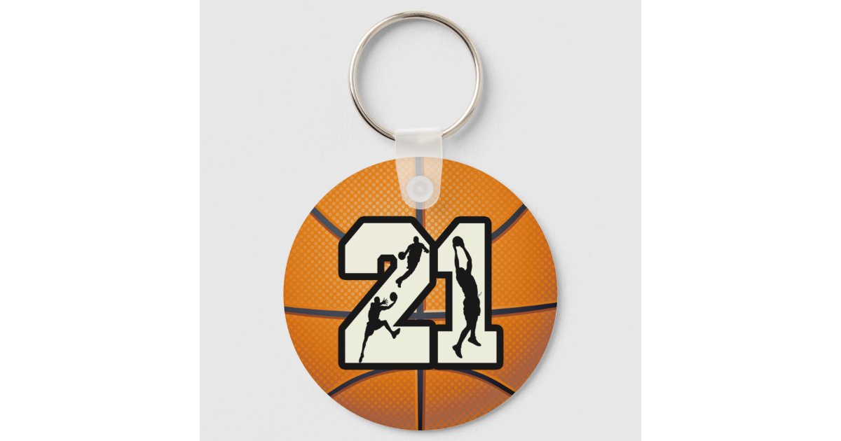 Number 21 Basketball Keychain | Zazzle