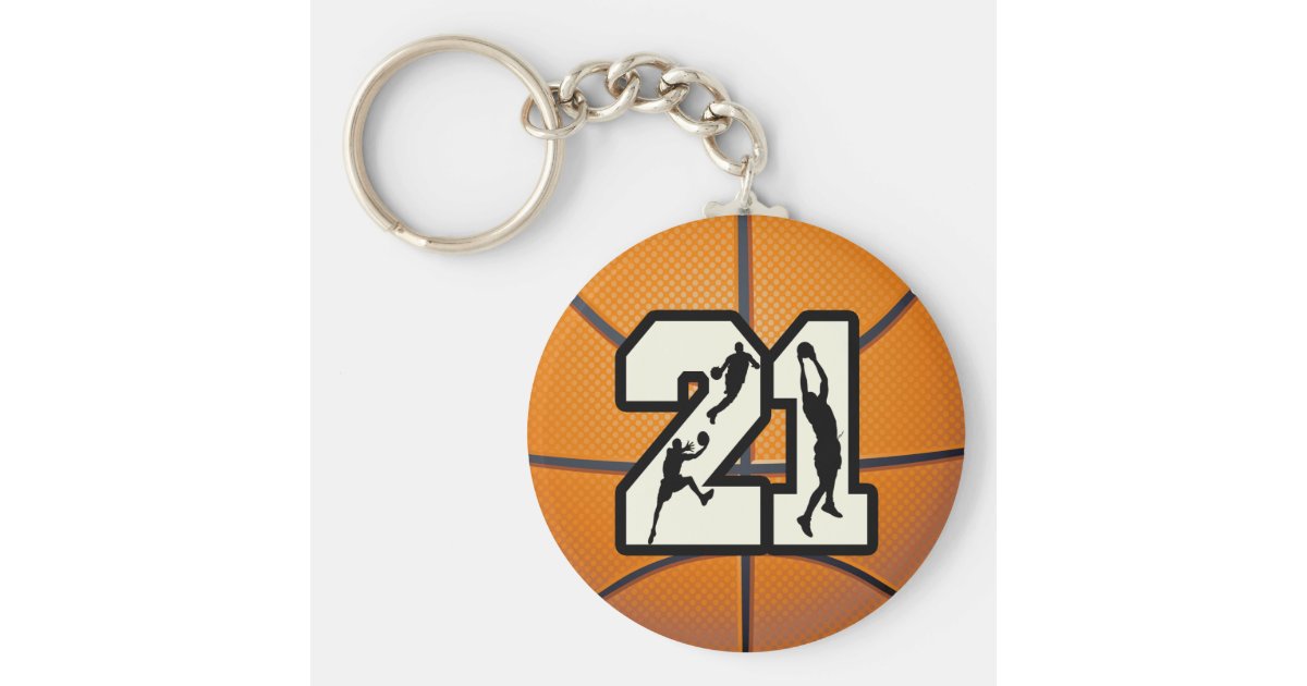 Number 21 Basketball Keychain | Zazzle.com