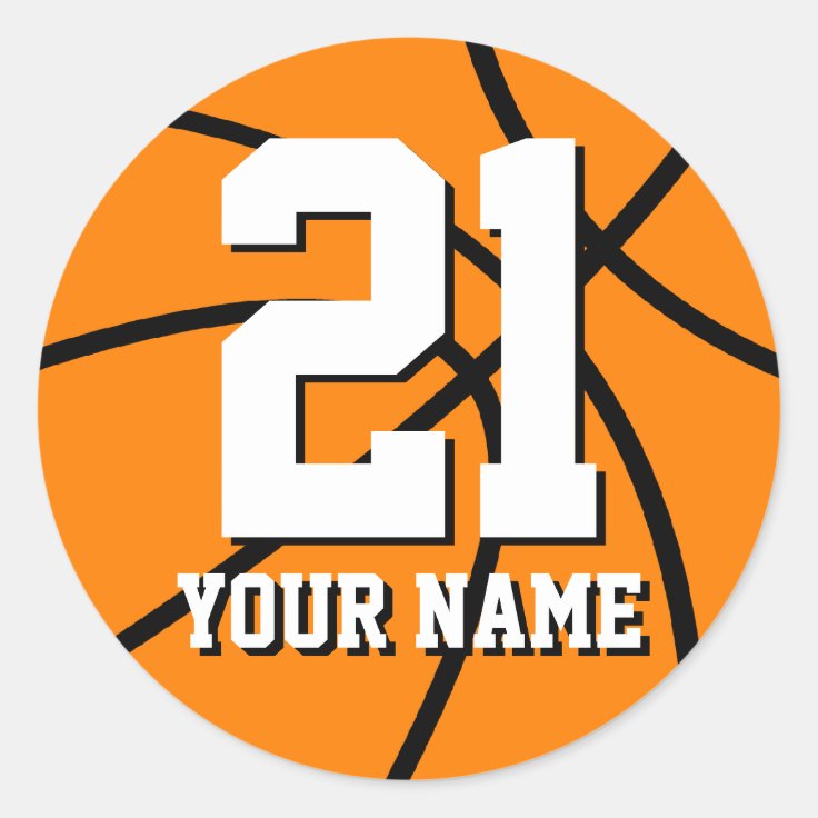 Number 21 basketball sticker | Personalizable name | Zazzle