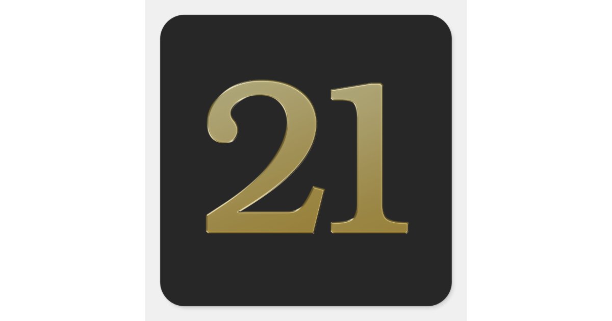 Number 21 Gold Square Sticker | Zazzle