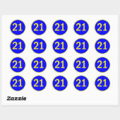 number 21 in a circle classic round sticker | Zazzle