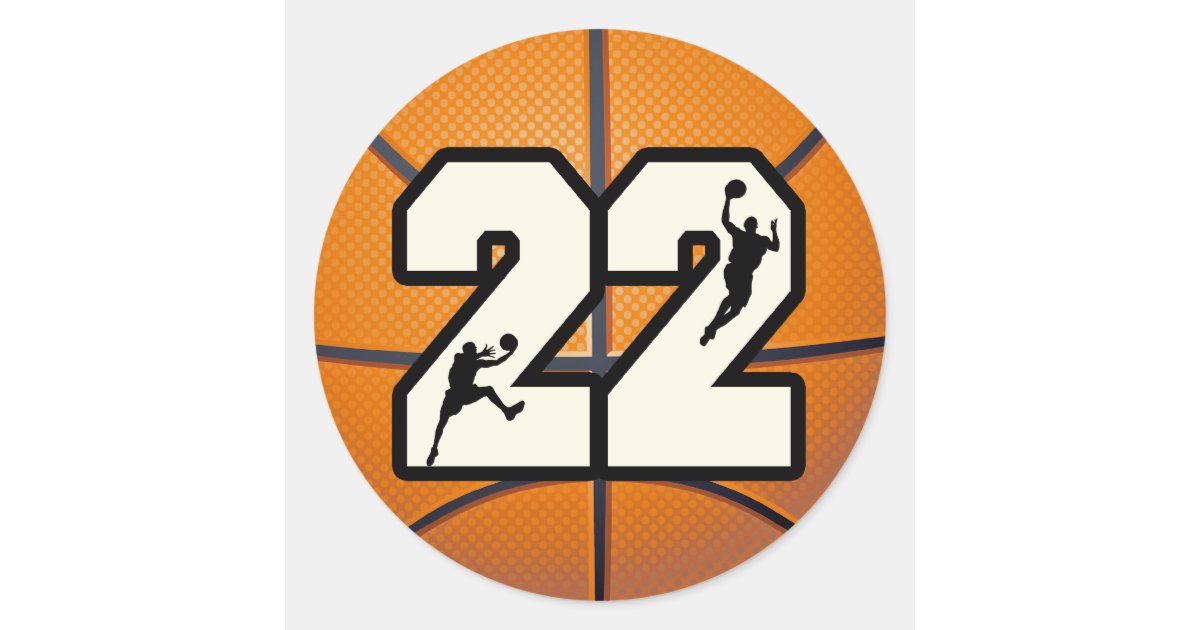 Number 22 Basketball Classic Round Sticker | Zazzle