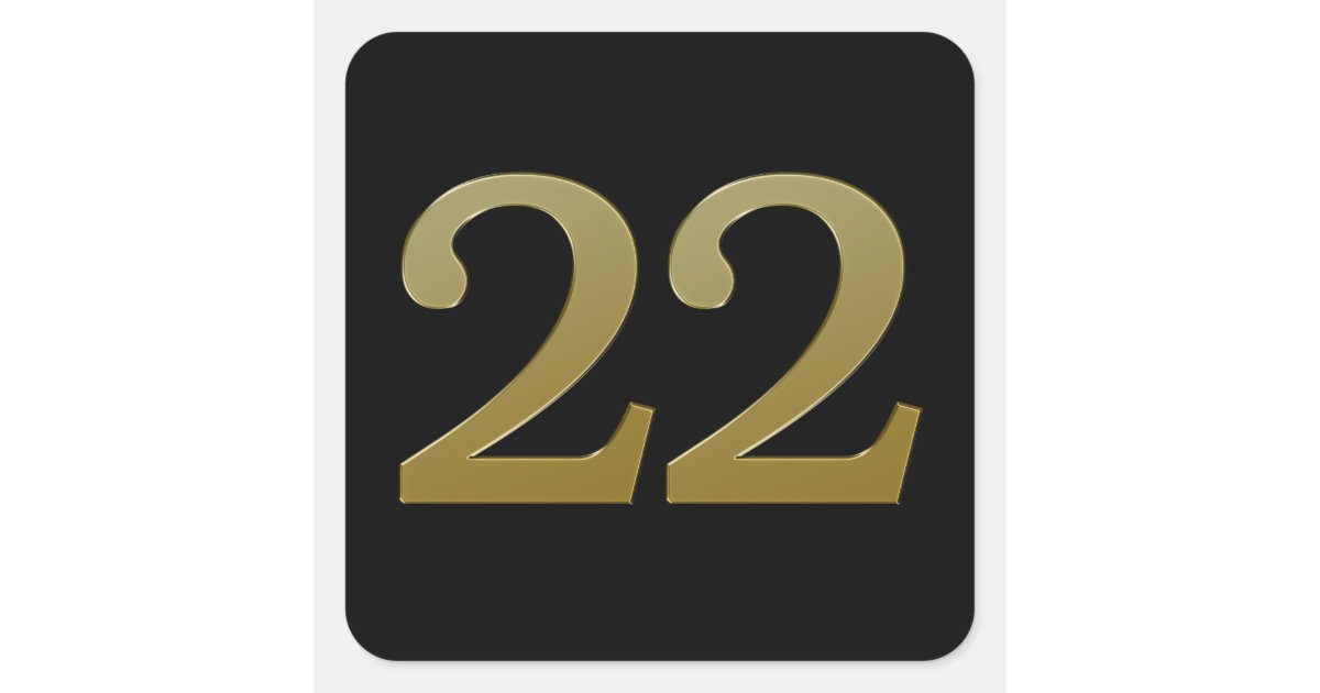 Number 22 Gold Square Sticker | Zazzle