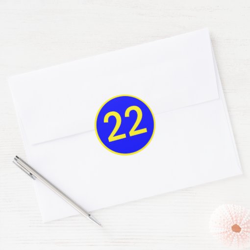 number 22 in a circle classic round sticker | Zazzle