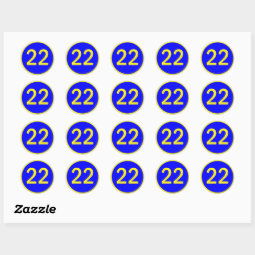 number 22 in a circle classic round sticker | Zazzle