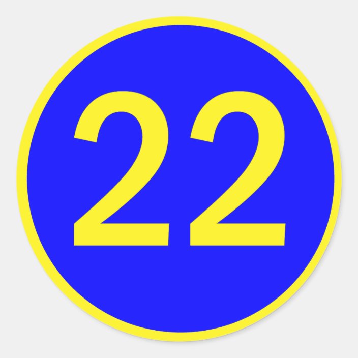 number 22 in a circle classic round sticker | Zazzle.com