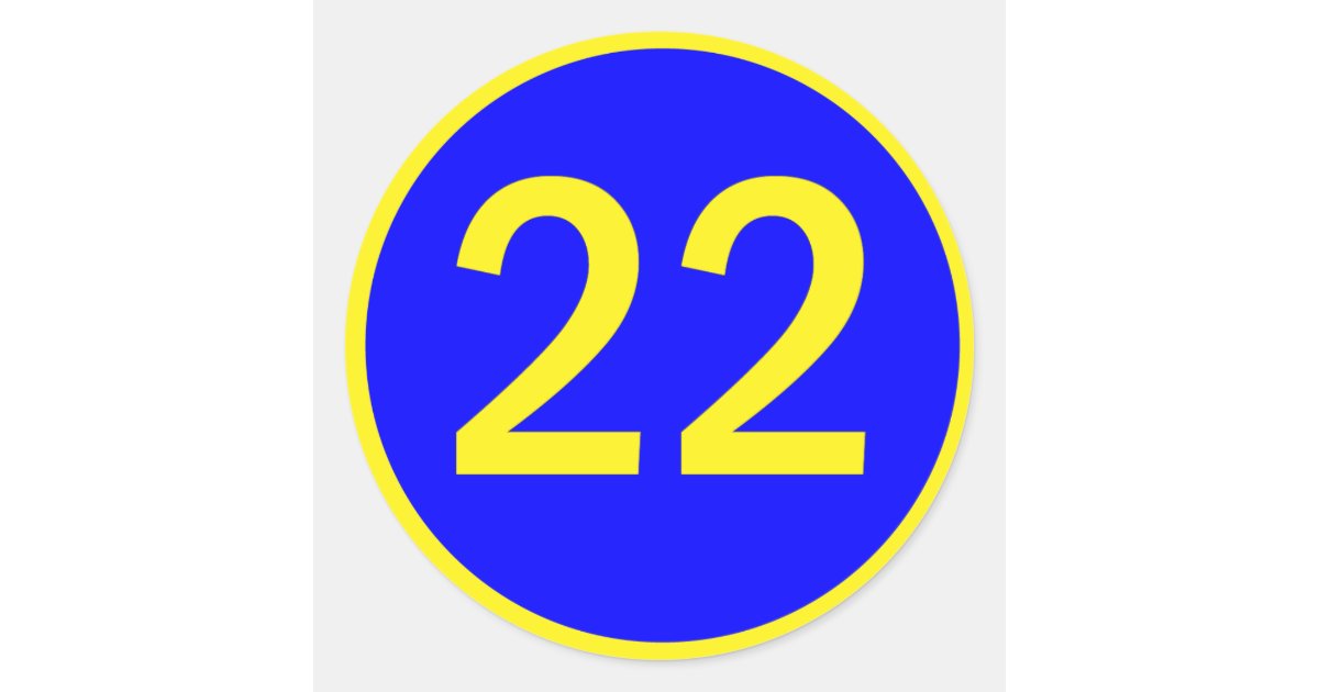 number 22 in a circle classic round sticker | Zazzle.com