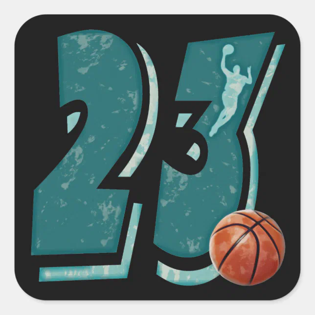 Number 23 Basketball and Player Square Sticker | Zazzle
