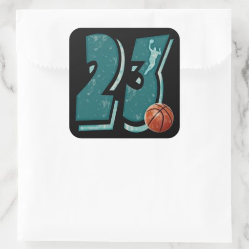 Number 23 Basketball and Player Square Sticker | Zazzle