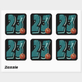 Number 23 Basketball and Player Square Sticker | Zazzle