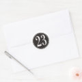 Number 23 - Black Circle (front) Classic Round Sticker | Zazzle