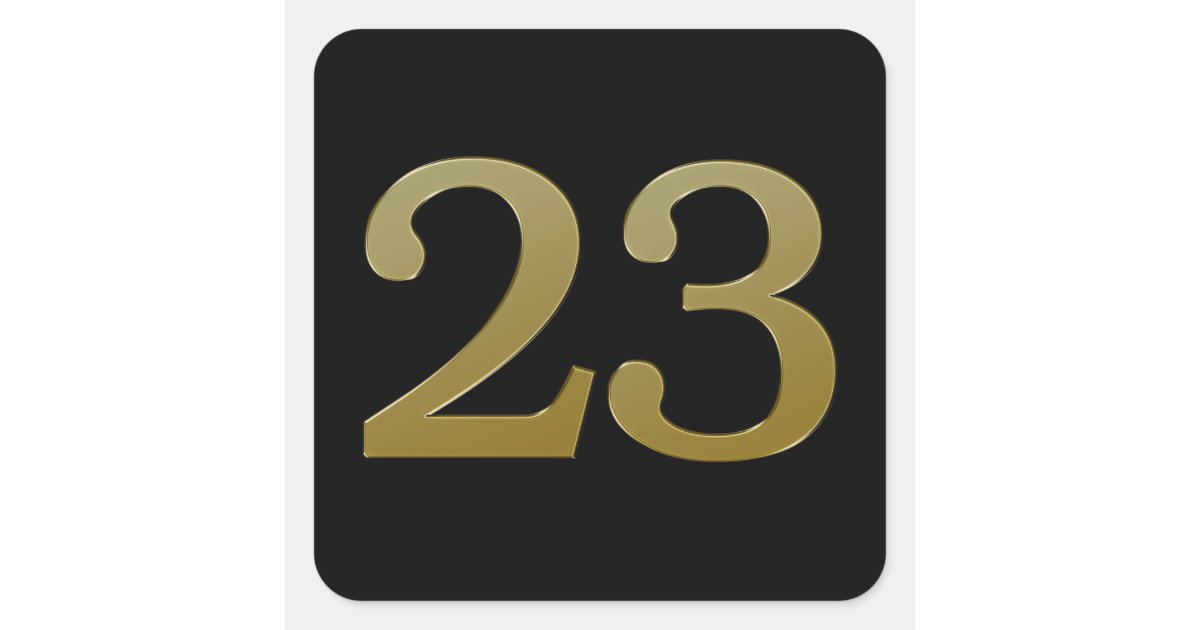 Number 23 Gold Square Sticker | Zazzle