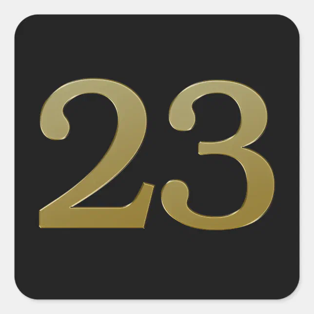 Number 23 Gold Square Sticker | Zazzle