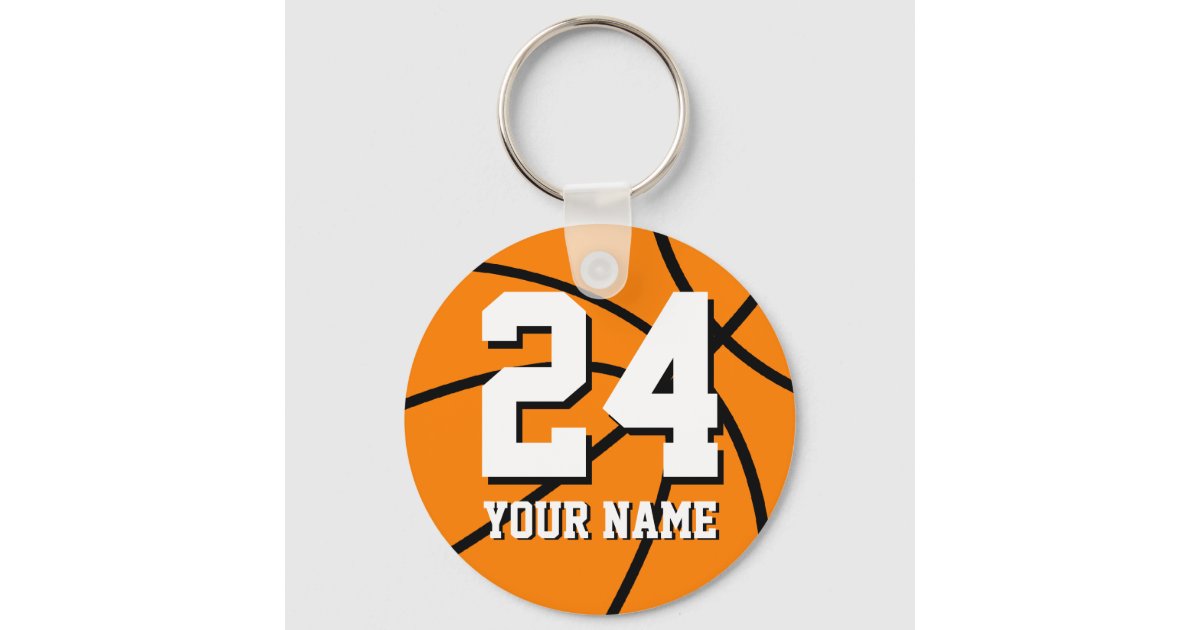 Number 24 basketball keychains | Personalizable | Zazzle