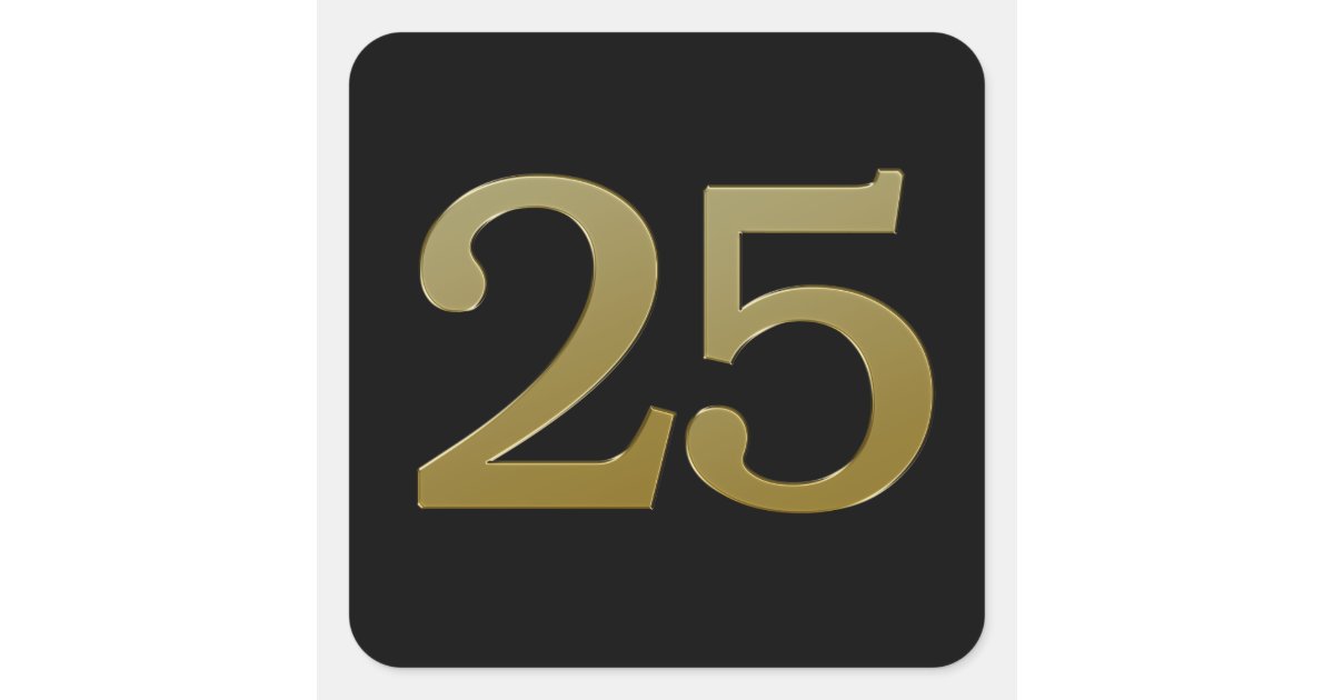 Number 25 Gold Square Sticker | Zazzle