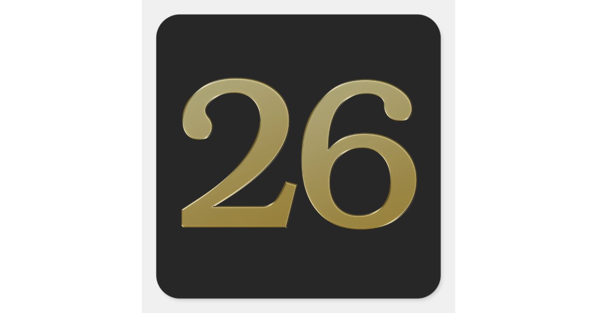 Number 26 Gold Square Sticker | Zazzle