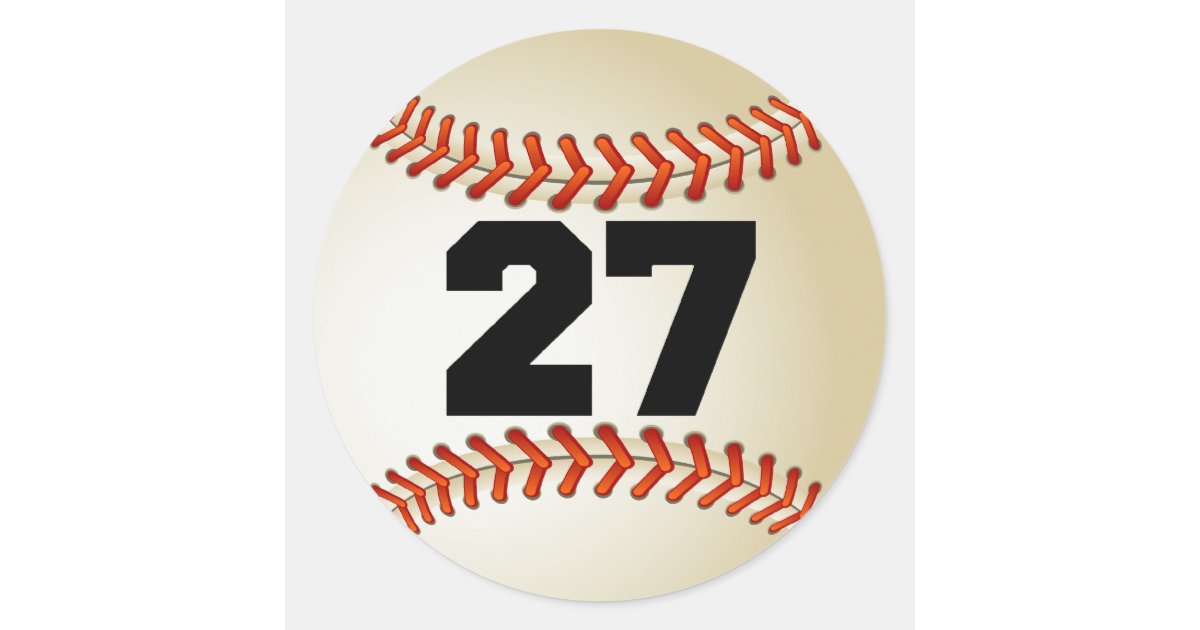 Number 27 Baseball Classic Round Sticker | Zazzle