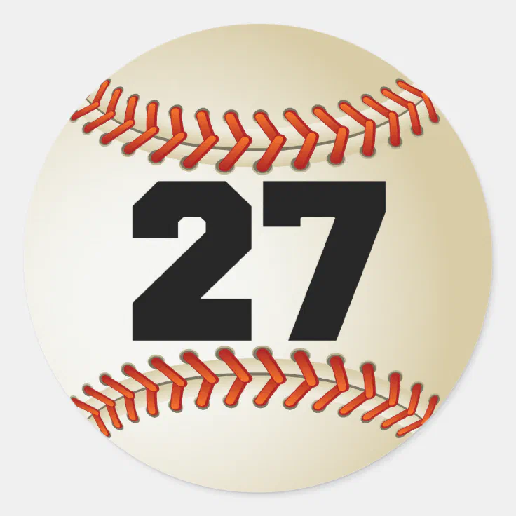 Number 27 Baseball Classic Round Sticker | Zazzle