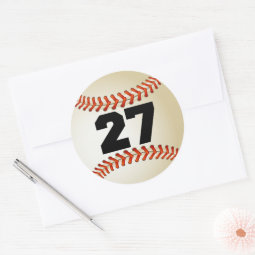 Number 27 Baseball Classic Round Sticker | Zazzle