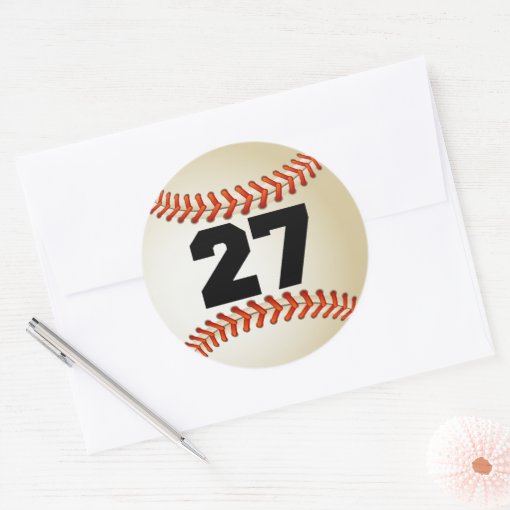 Number 27 Baseball Classic Round Sticker | Zazzle