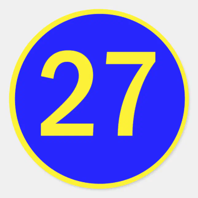 number 27 in a circle classic round sticker | Zazzle