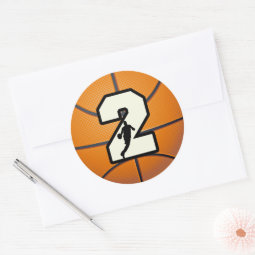 Number 2 Basketball and Player Classic Round Sticker | Zazzle